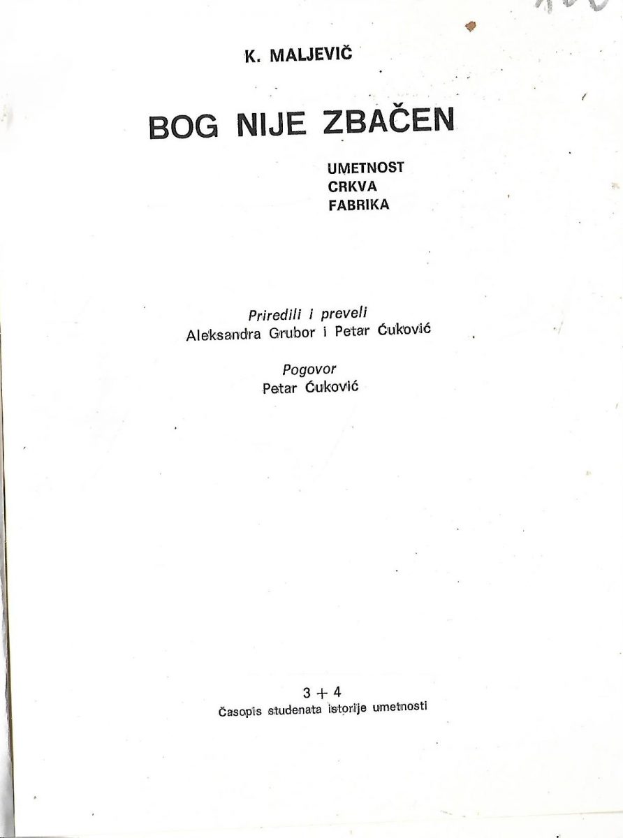Kazimir Maljevič: Bog nije zbačen | Crveni Peristil