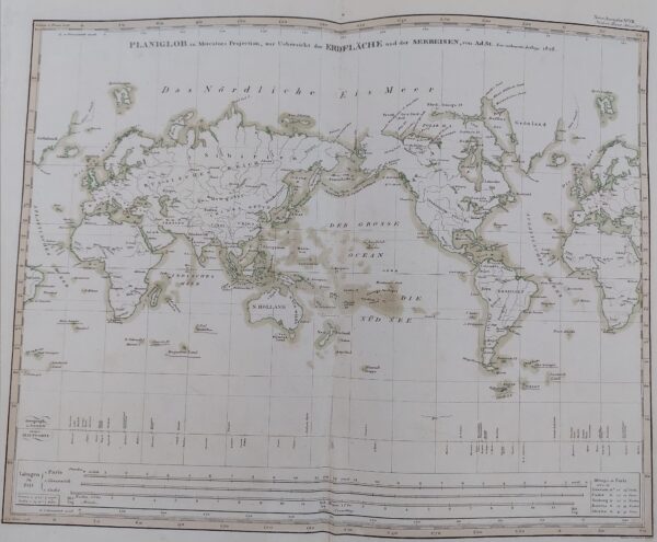 Planiglob in Mercators Projection, zur Uebersicht der Erdflache und der ...