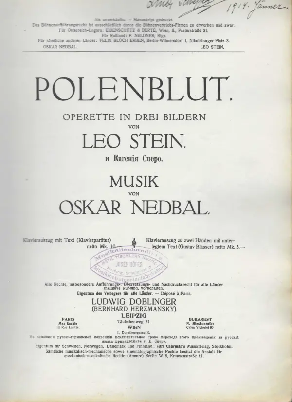 Oskar Nedbal i Leo Stein: Polenblut