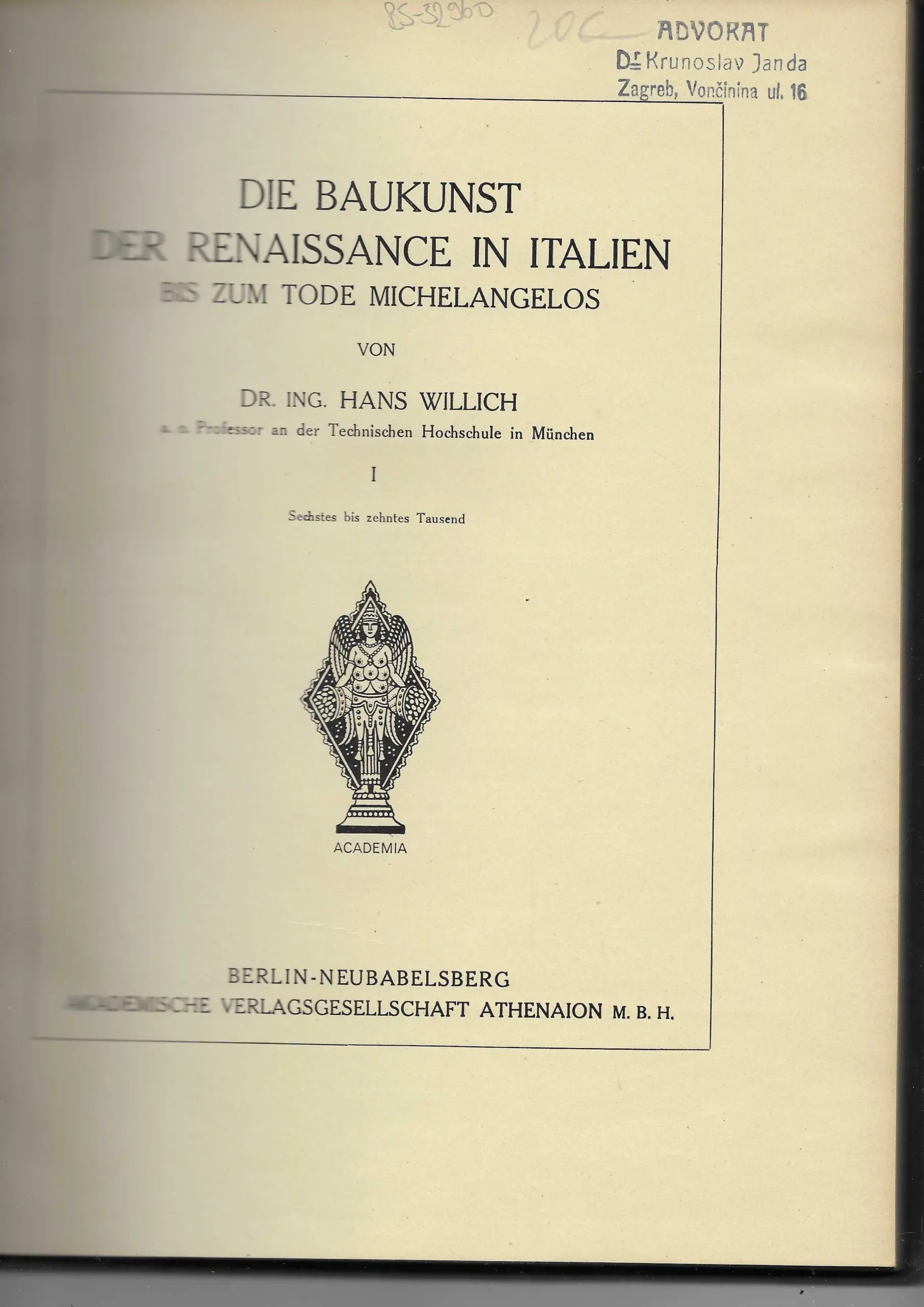 Hans Willich: Die baukunst der renaissance in Italien | Crveni Pristil