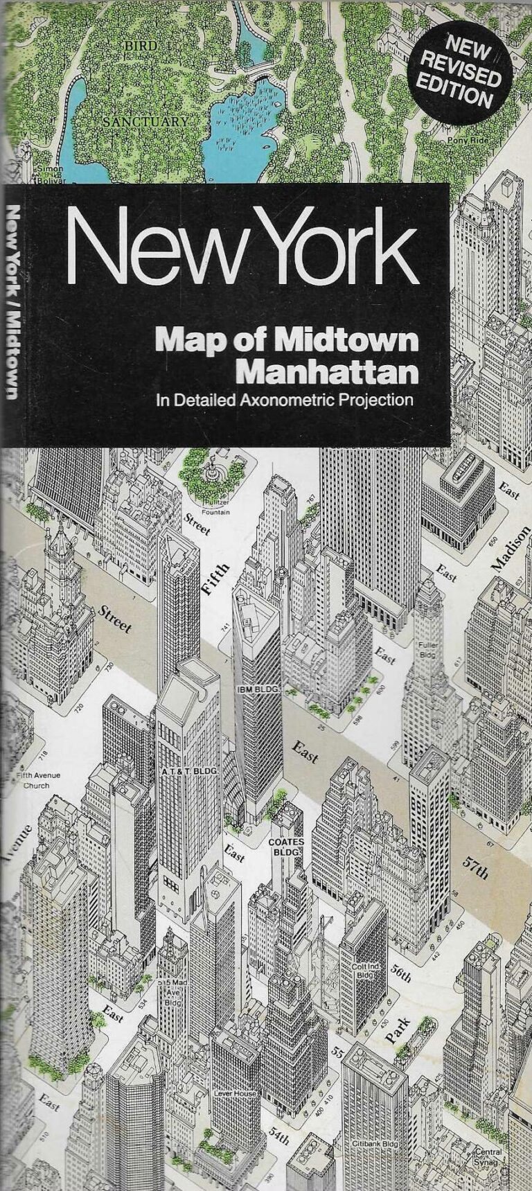 New York - Map of Midtown Manhattan In Detailed Axonometric Projection ...